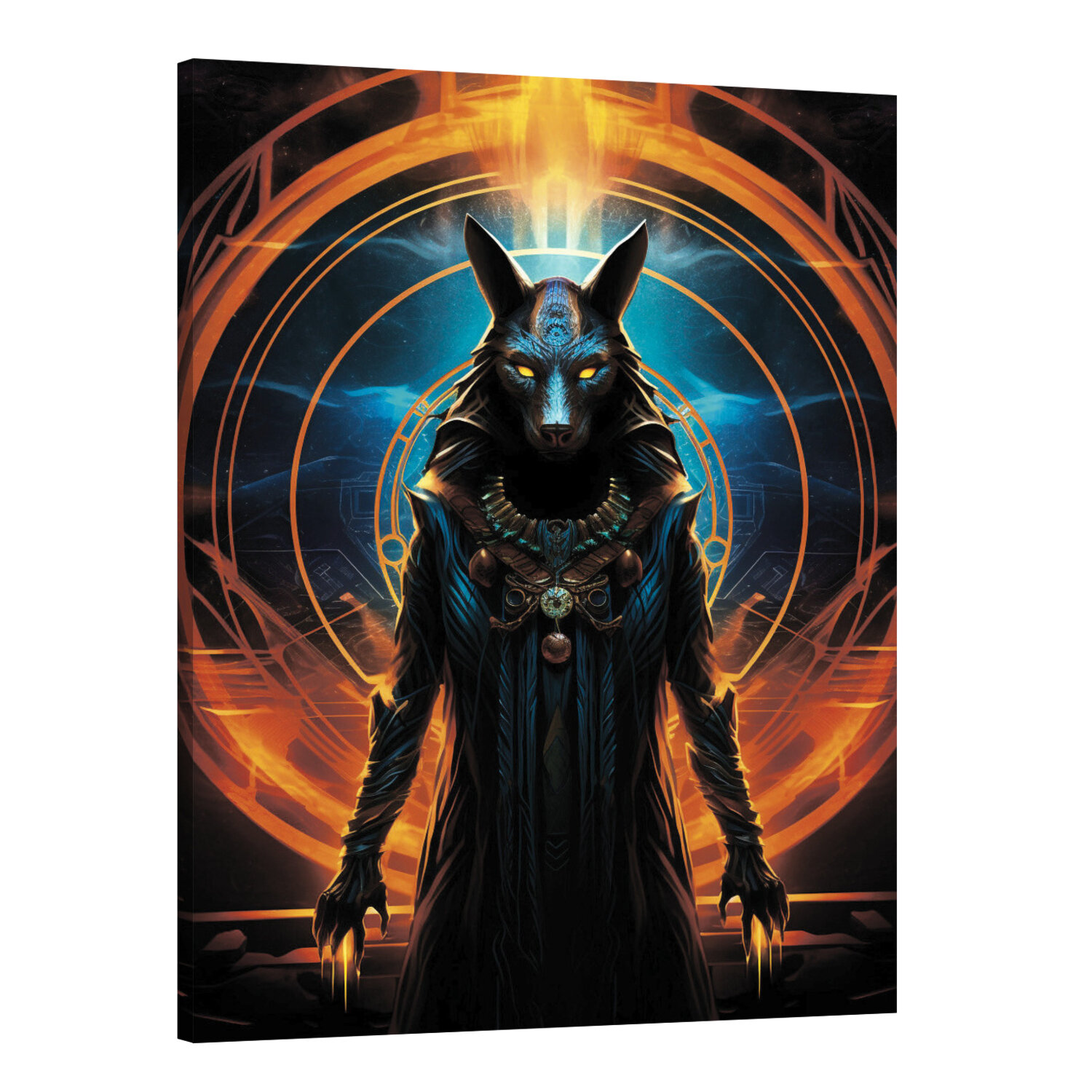 Интерьерная картина 50х70 "Анубис: хранитель тайн мистического мира"