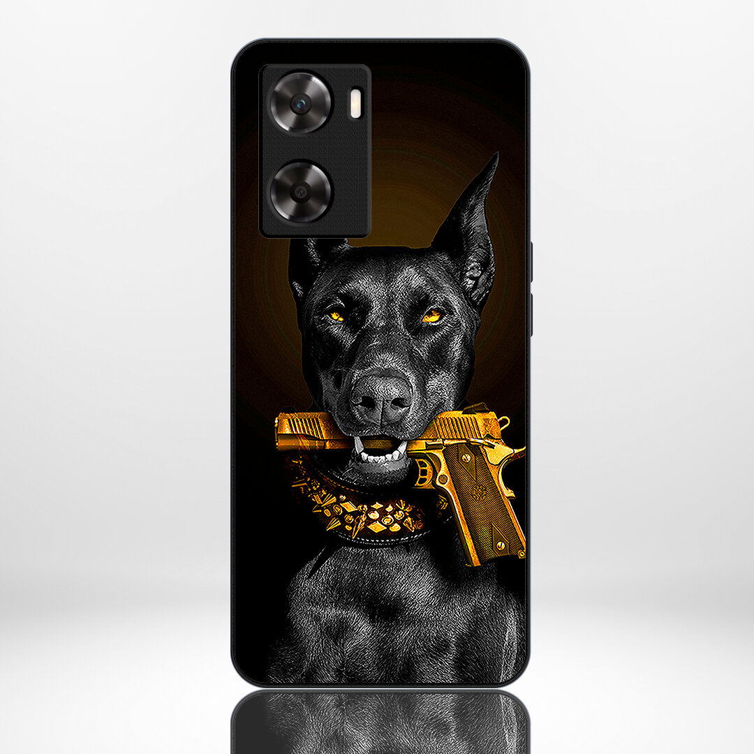 Чехол на Oppo A57 \ Oppo A57S \ Oppo A77 \ Oppo A77S собака с пистолетом