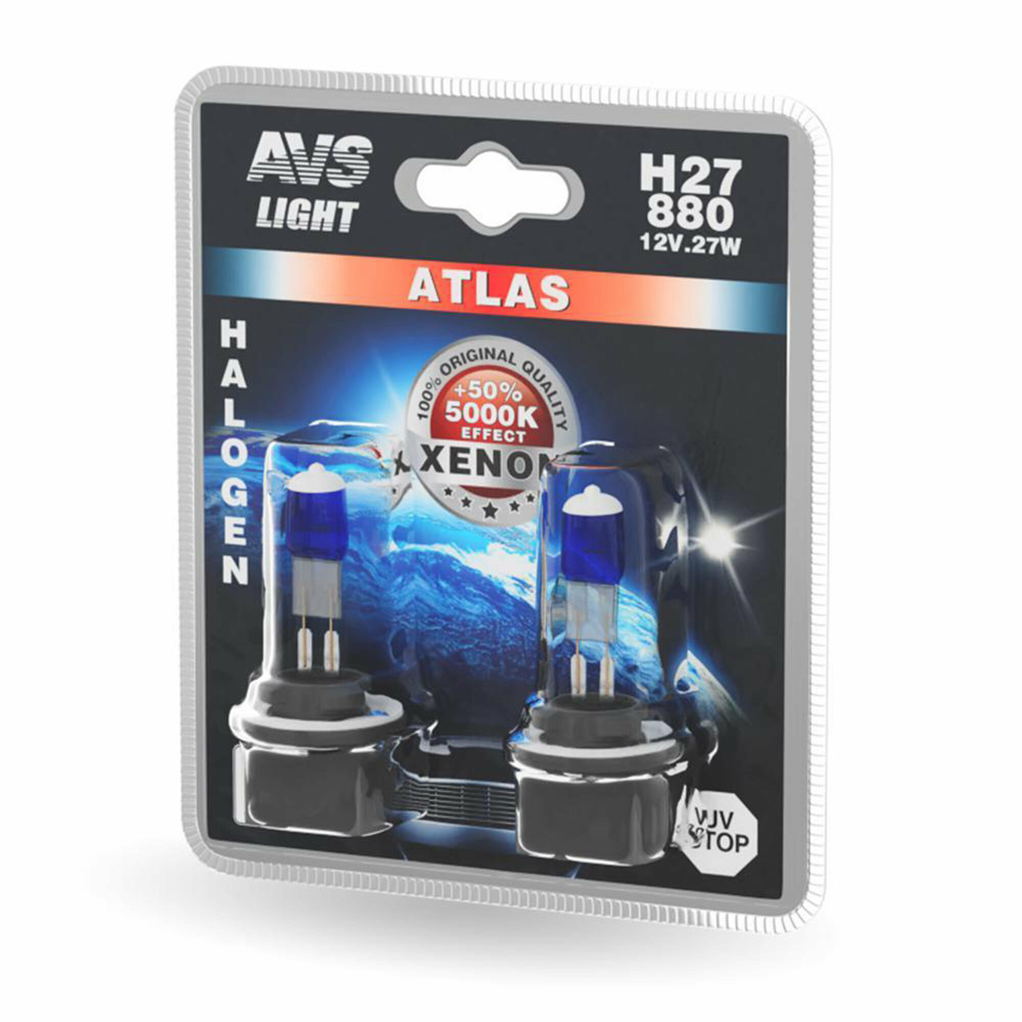 Лампа галогенная H27/880 12В 27 Вт (5000К) кт. 2шт. AVS ATLAS