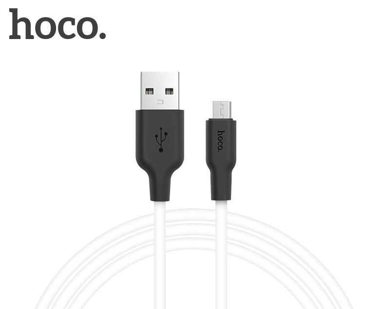Кабель USB Hoco X21 Silicone Micro-USB, 1м, черно-белый