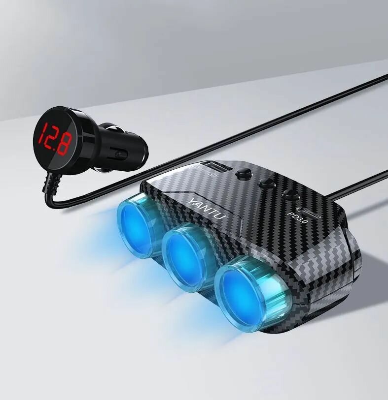 Зарядное устройство для автомобиля USB Type-C / Зapядкa / Разветвитель прикуривателя, аксессуары для машины