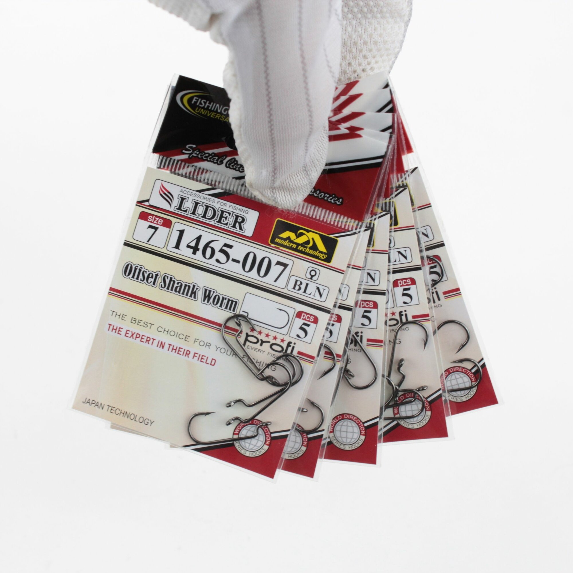 Крючок офсетный LIDER OFFSET SHANK WORM (BLN) №7, набор 5 упаковок по 5 шт.