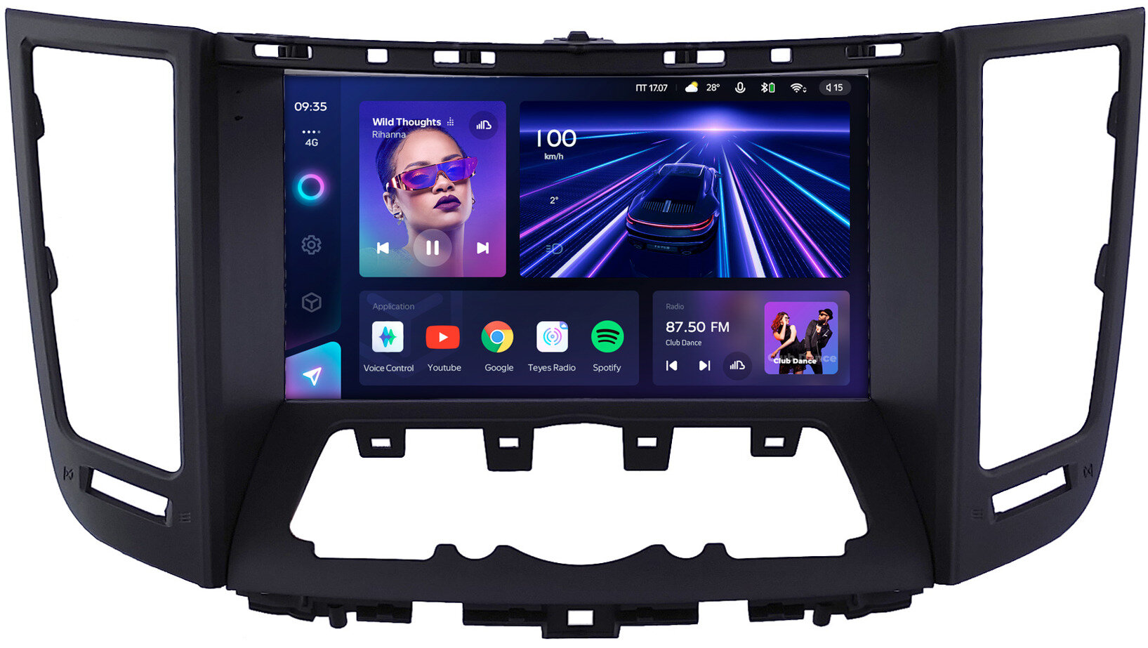 Штатная магнитола Teyes CC3 4/64 9" RM-9-1720 Infiniti FX35, FX37, FX30d, FX50 (S51) 2008-2013, QX70 (S51) 2013-2017 (Тип A, авто без кнопок TEL и APP