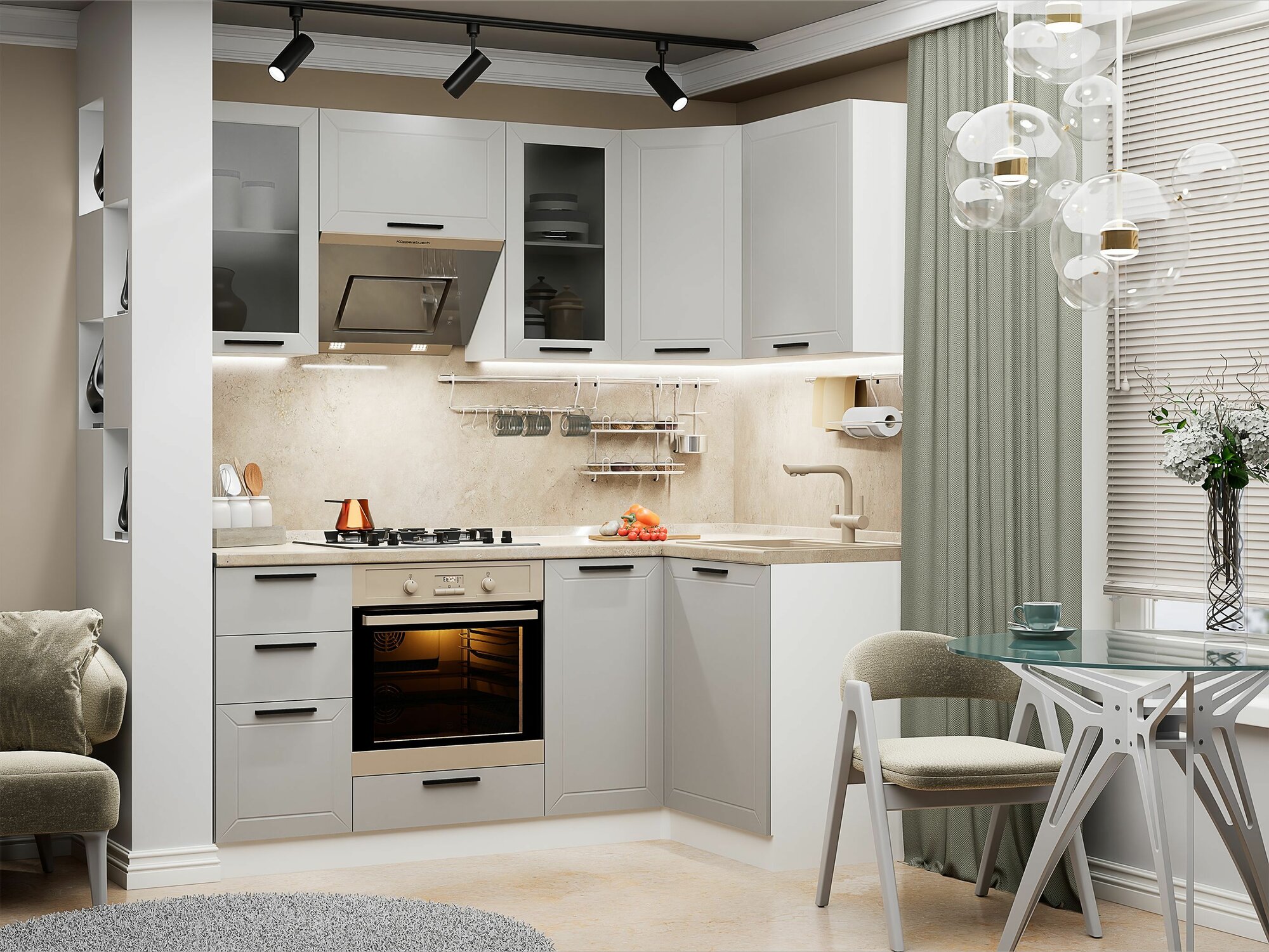 Кухонный гарнитур Глетчер Гейнсборо Силк, 2000/1200 мм