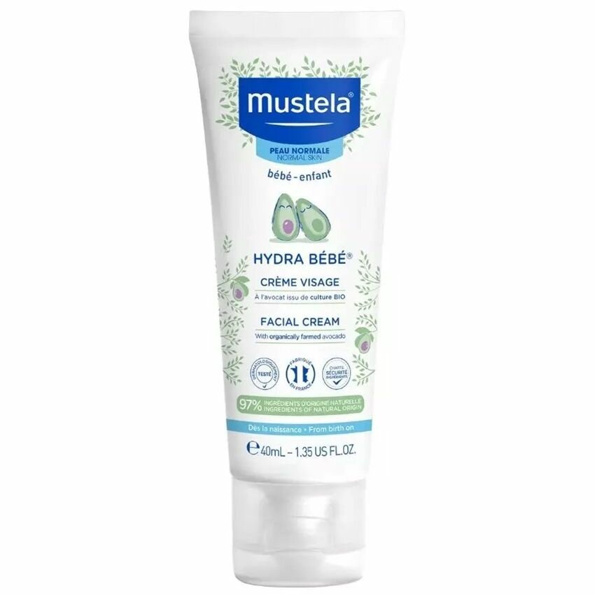 Mustela Крем для лица увлажняющий Hydra-Bebe для нормальной кожи, 40 мл
