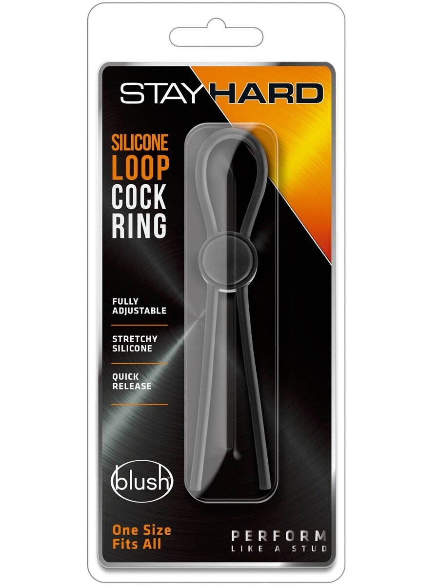 Эластичное силиконое лассо для мужчин "STAY HARD SILICONE LOOP COCK RING BLACK "
