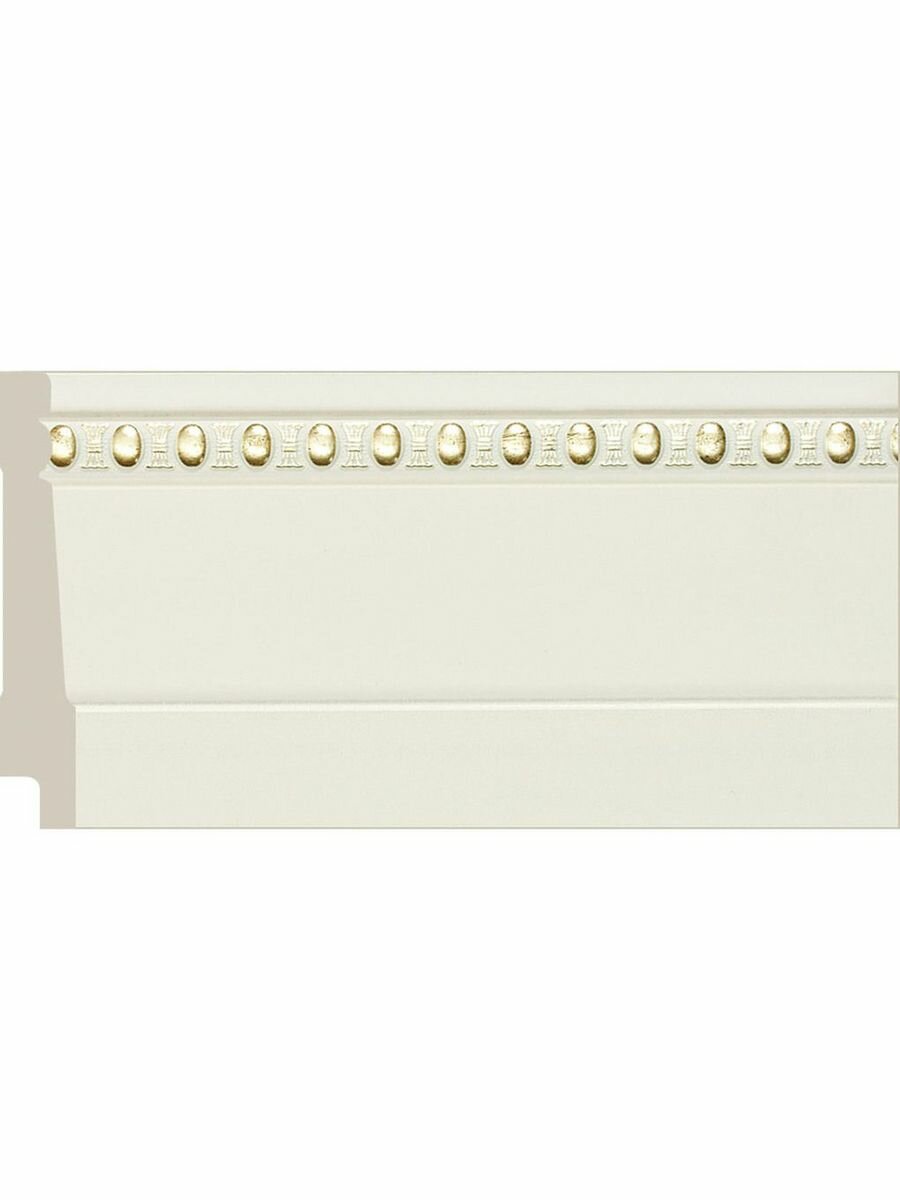 Плинтус потолочный Молдинг на стену декор, 1100х90х15 мм Белый с золотом - 2 шт.