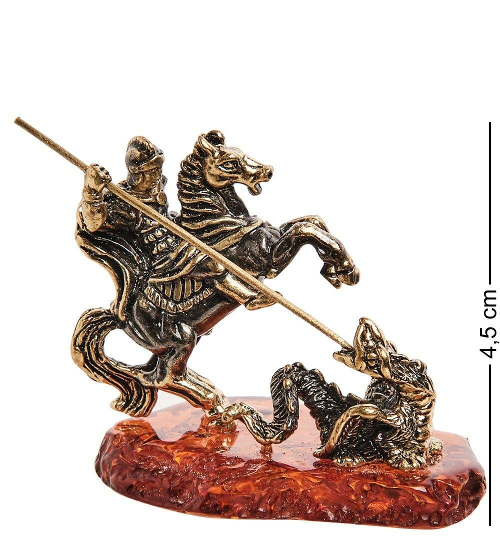 Фигурка "Георгий Победоносец" (латунь, янтарь) A2163301 Народные промыслы, Латунь, янтарь