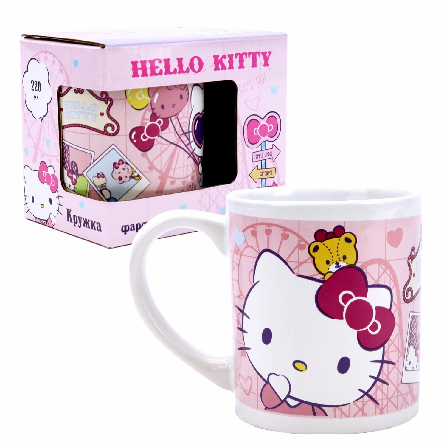 Кружка ND Play "Hello Kitty" фарфоровая, детская, с ручкой, подарочная упаковка, 220мл