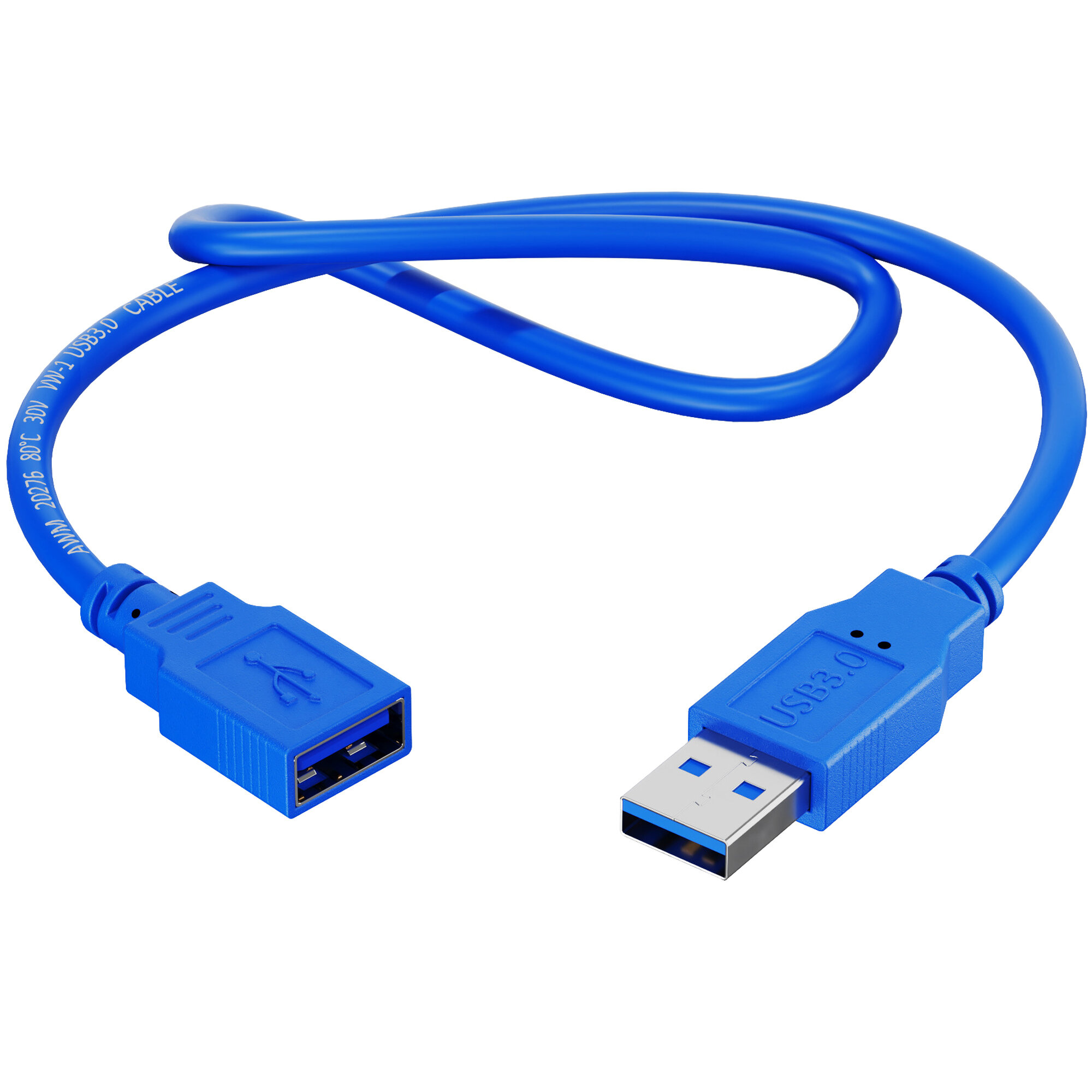 Кабель удлинитель GSMIN A84 USB 3.0 (M) - USB 3.0 (F) (0,5 м) (Синий)