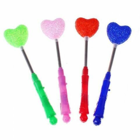 Палочки светящиеся "Сердечко" на пружинке / 3 режима свечения, комплект из 2 штук разных цветов