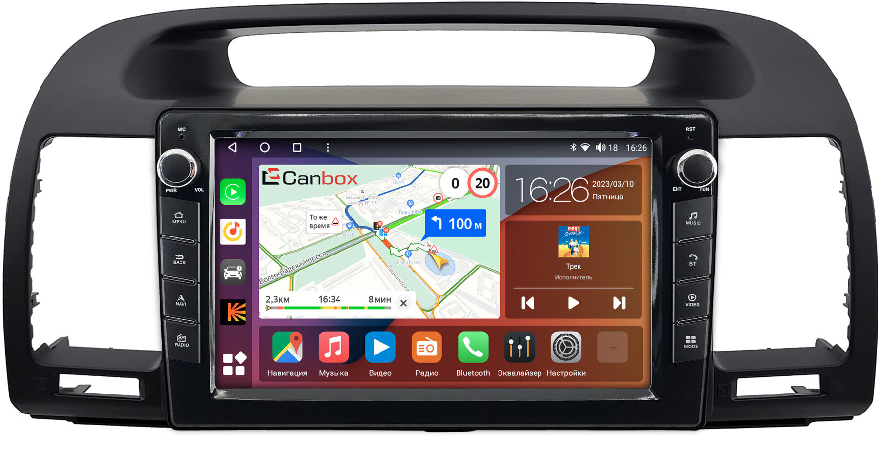 Штатная магнитола Toyota Camry XV30 2001-2006 (черная) Canbox H-Line 7822-9-0607 Android 10 (4G-SIM, 4/32, DSP, IPS) С крутилками