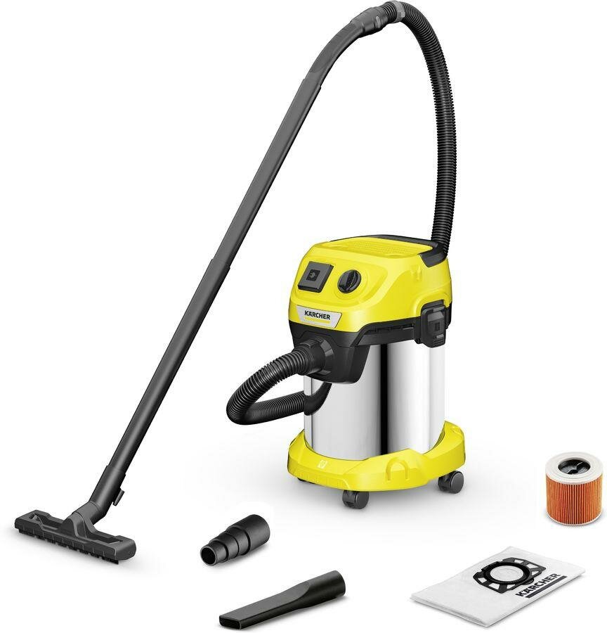 Строительный пылесос Karcher WD 3 P S V-17/4/20 1000Вт (1.628-190.0) желтый