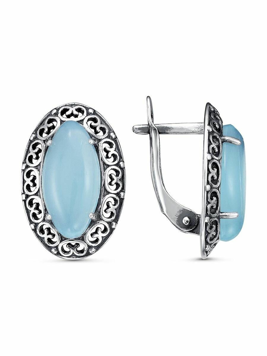 Серьги, серебро, 925 проба, агат синтетический