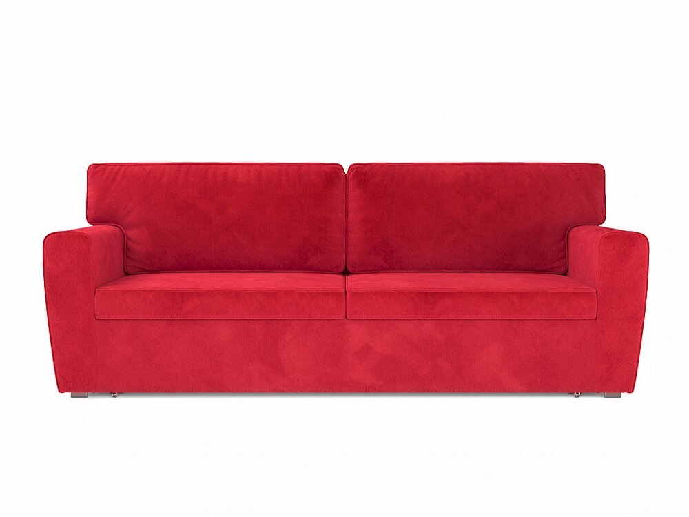 Прямой диван Оскар Эконом Красный Микровельвет, еврокнижка, 237х105х91 см, с ящиком для белья
