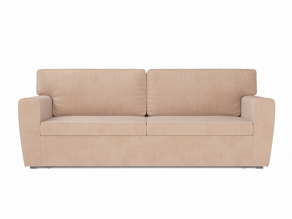 Прямой диван Оскар Эконом Бежевый Велюр, еврокнижка, 237х105х91 см, с ящиком для белья
