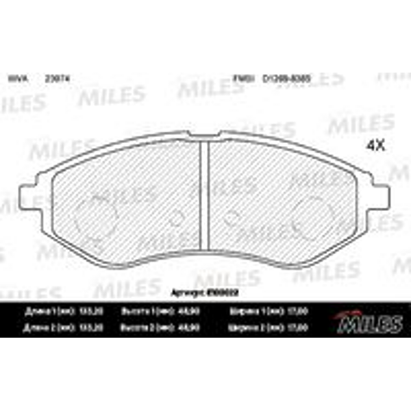 Miles E100022 (E100022) колодки тормозные Chevrolet (Шевроле) aveo 1.2-1.4 06- передние semimetallic