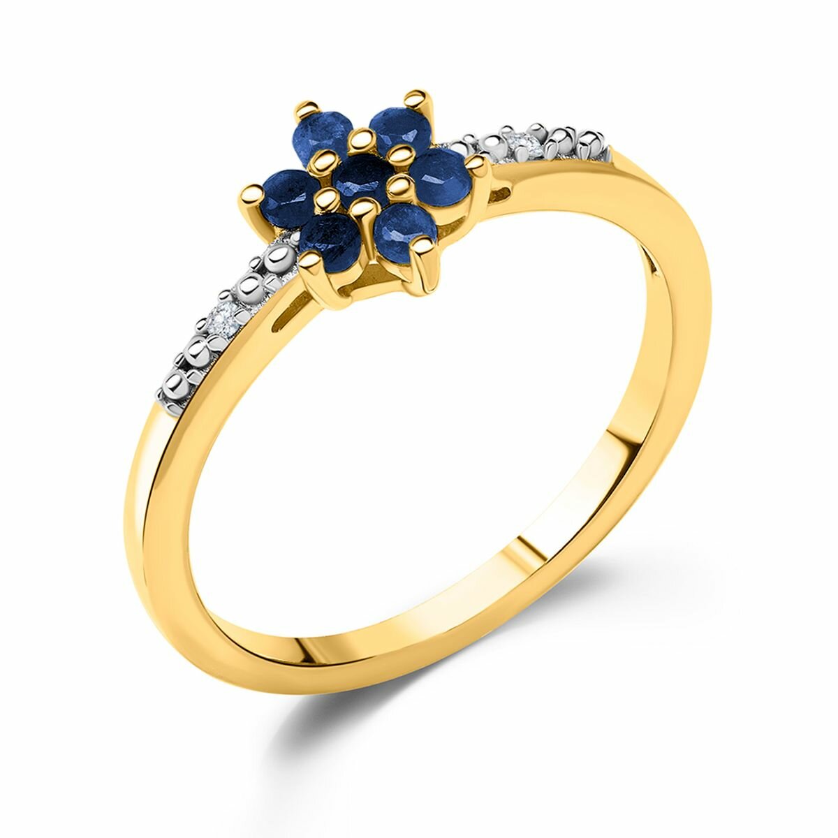 Кольцо тонкое, серебро, 925 проба, сапфир, бриллиант