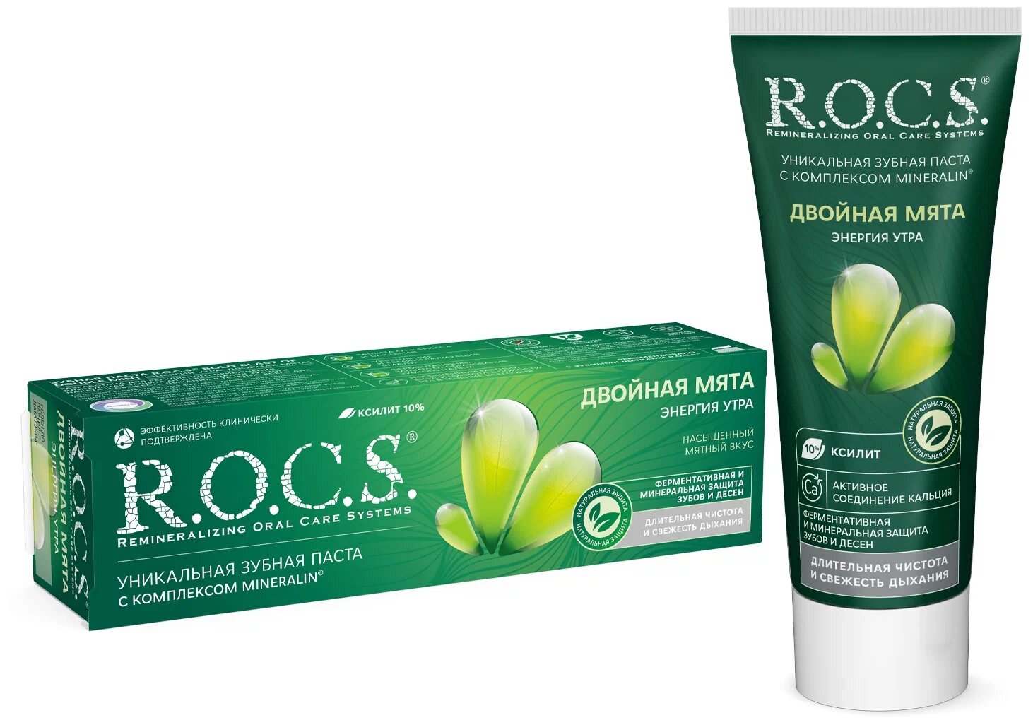 Зубная паста R.O.C.S. Двойная Мята, длительная защита и свежесть дыхания, 74 гр