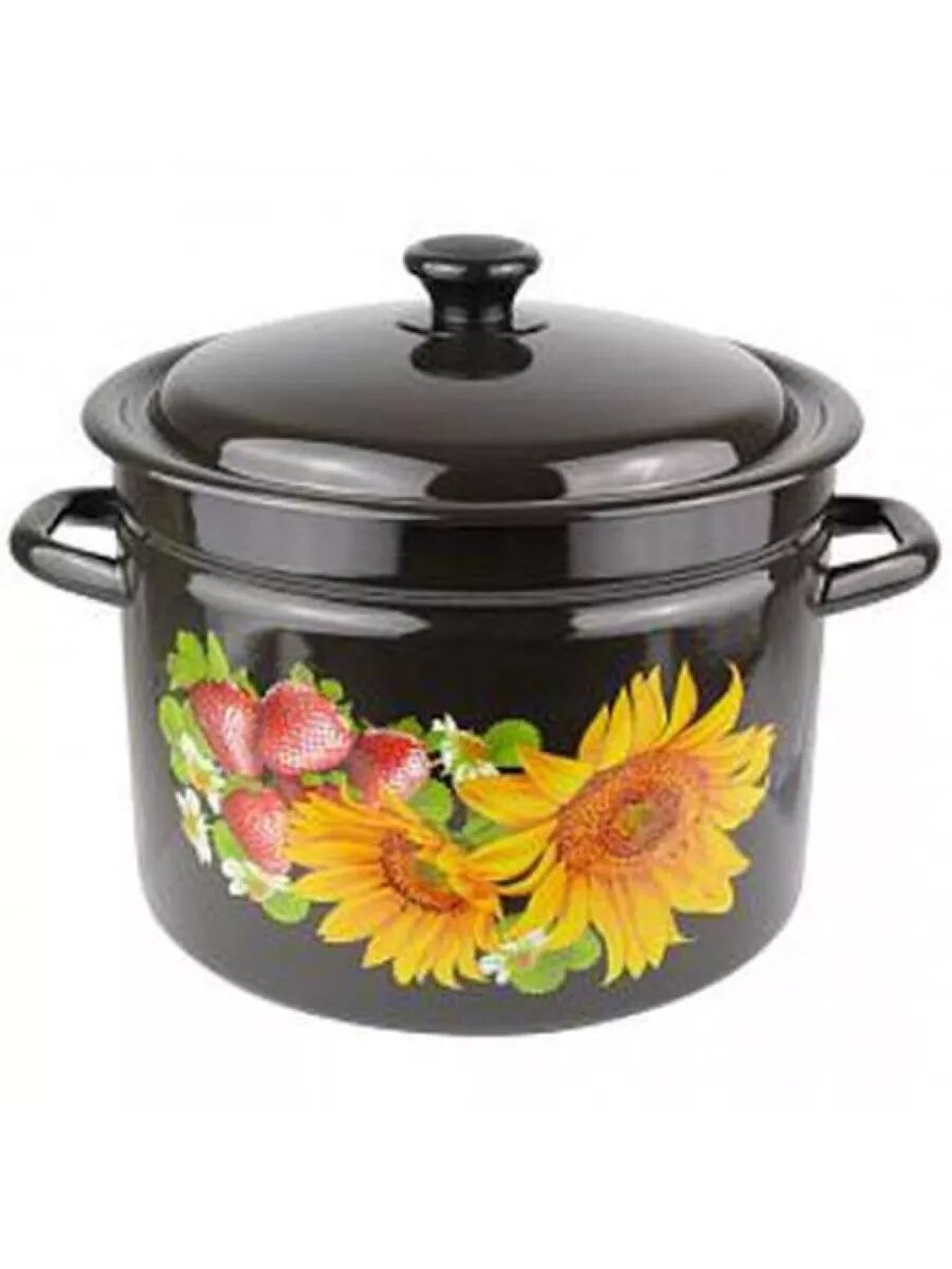 Эмалированная кастрюля с крышкой, 10 л