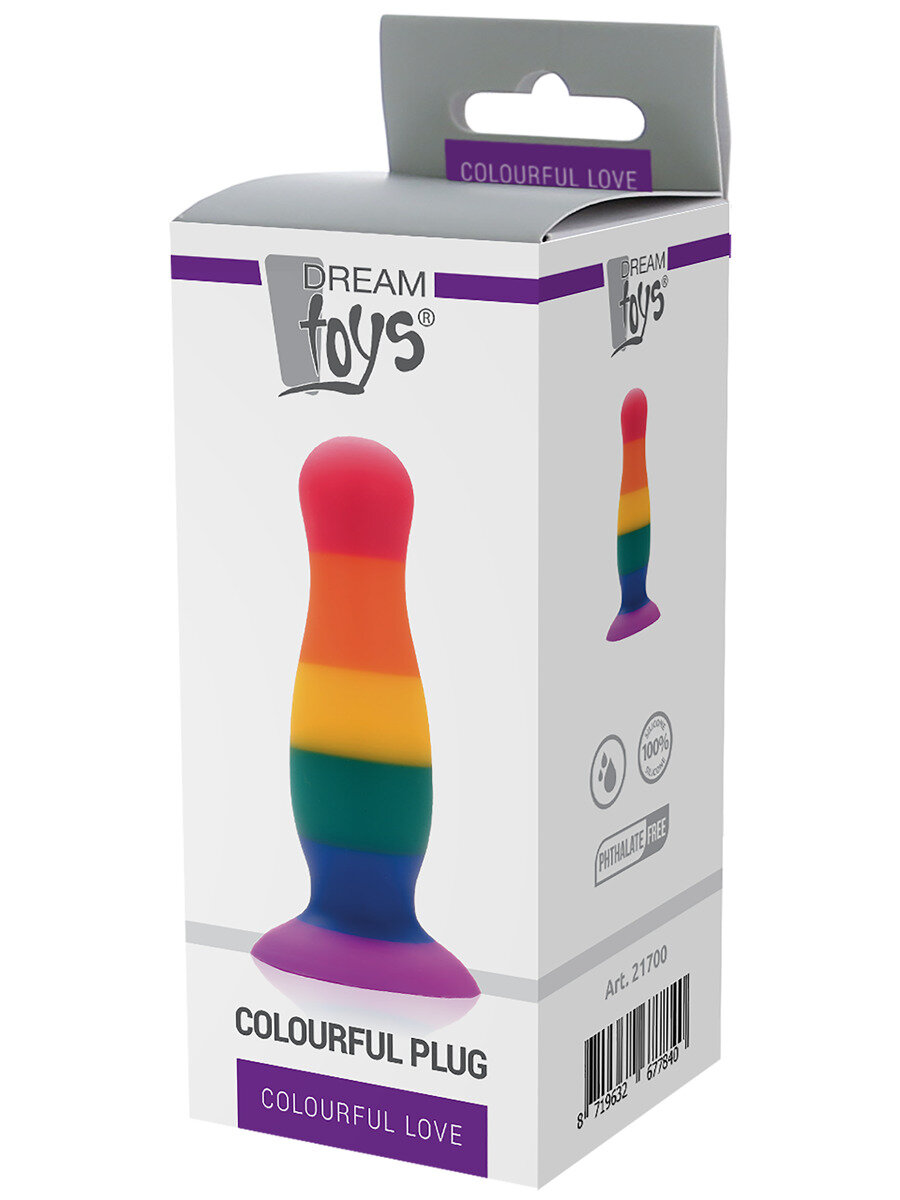 Силиконовая анальная пробка радужного цвета 12.5cm * 5cm