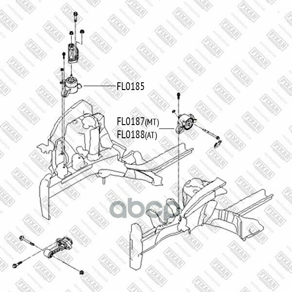 Опора Двигателя Hyundai/Kia Solaris/Rio 10- Задн. FIXAR арт. FL0188