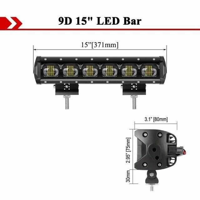 Светодиодная балка (панель) 9D LED Bar 60W CREE, CW6000K, крепление в комплекте, DC9-30V spot