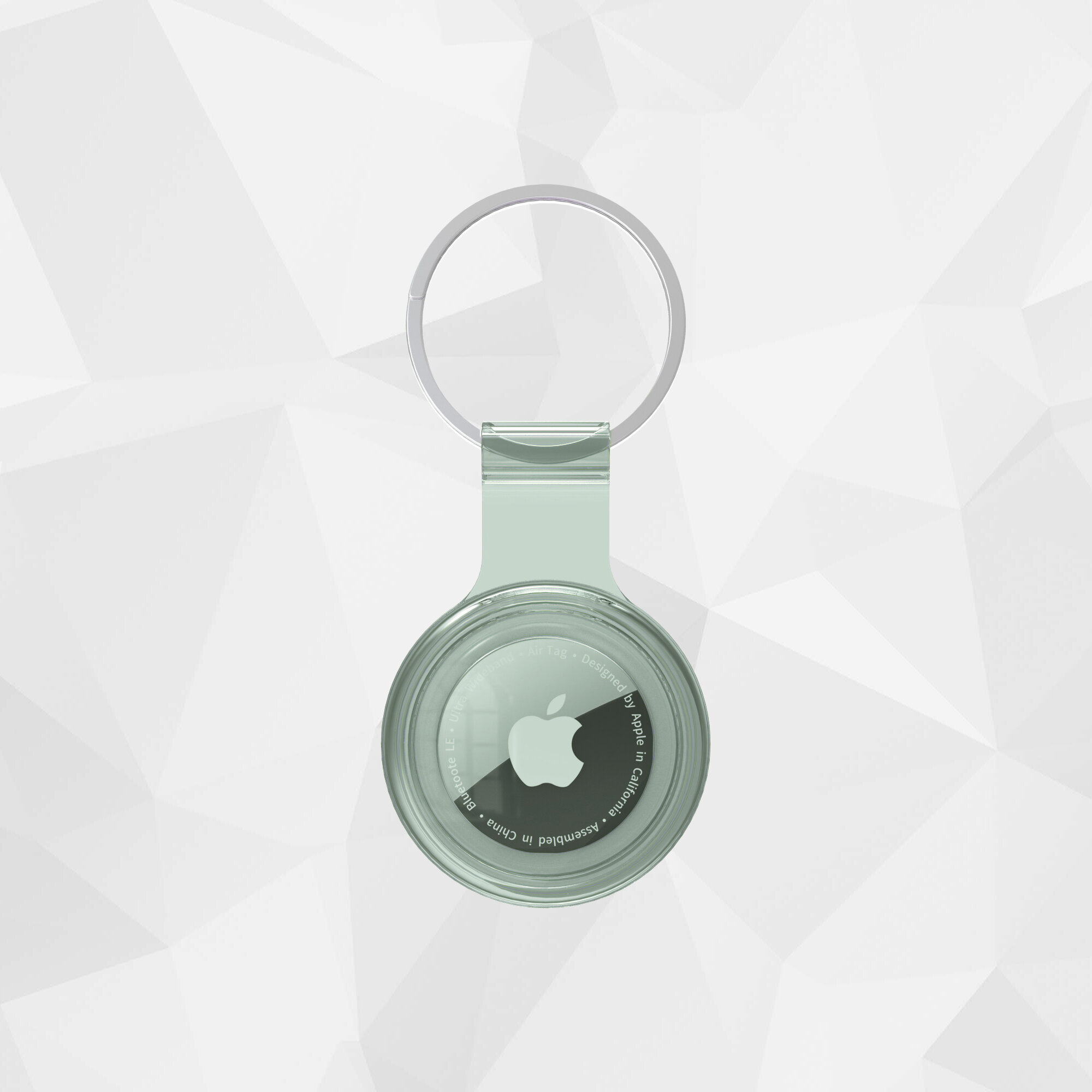 Чехол для метки Apple AirTag (брелок), Закрытое исполнение, Прозрачный/Серо-Зеленый