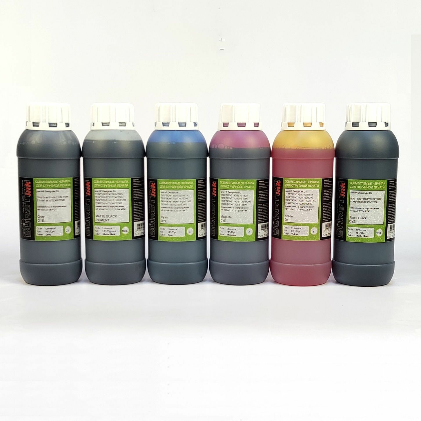 Чернила Bursten для плоттеров HP DesignJet T790 T795 T610 T2300 T770 T1100 T1300 T1200 T1120 T620 картриджей HP 72/727/764 500x6