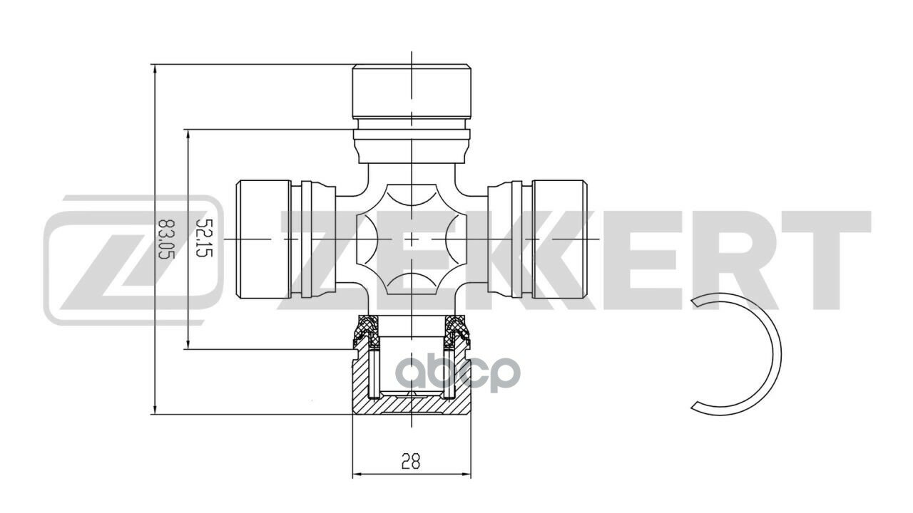 Крестовина Карданного Вала 28 X 52,2 X 83 Moskvich 2140 78- 427 75- Great Wall Deer 05- Safe 04- Zekkert арт. kg-1140