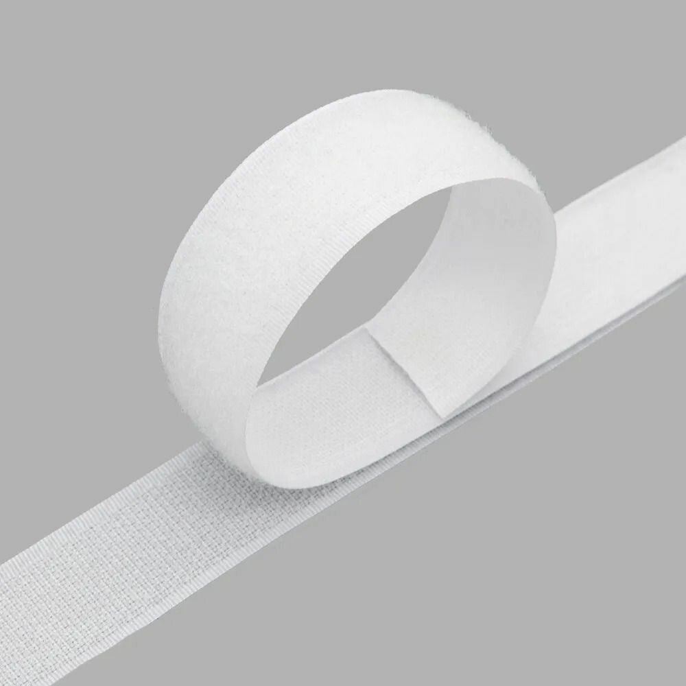 Лента контактная липучка, велкро для шитья и рукоделия, пришивная лента, цвет белый, ширина 25 мм, длина 2 м