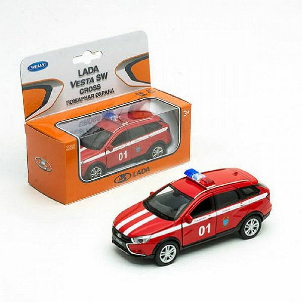 Легковой автомобиль Welly Lada Westa SW Cross Пожарная охрана (43763FS) 1:34, 15 см, красный