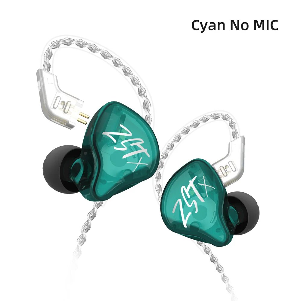 KZ ZST X 1BA + 1DD Гибридные наушники cyan no mic