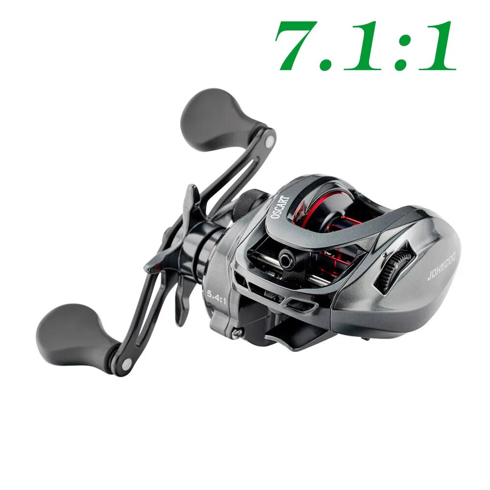 JOHNCOO Катушка Baitcasting, Серая, 7.1:1, Правая рука
