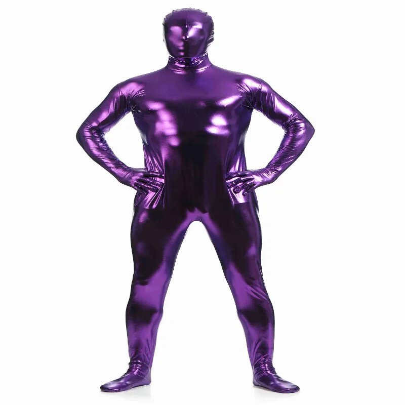 Мужской блестящий зентай костюм Gesikai Фиолетовый, S, Фиолетовый, Purple