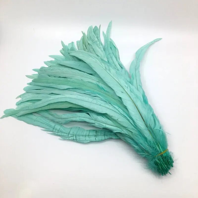 Натуральные перья петушиного хвоста, 100 шт, желтые, черные, 14-16inch 35-40CM, Зеленый, Mint green