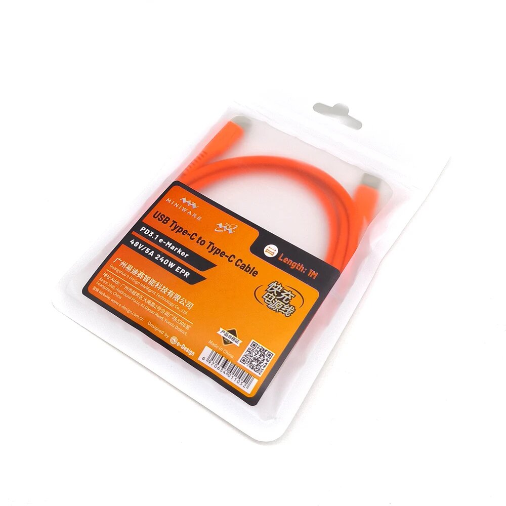 Miniware PD3.1 240 Вт USB C to C Кабель 5А для быстрой зарядки для TS101 MHP50 Смартфон Earset Type-C Кабель для быстрой заря.