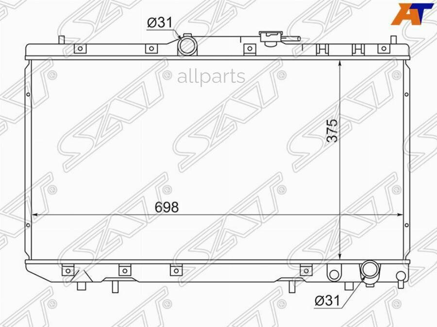 SAT TY0002-CT210 Радиатор Toyota Caldina (T190, T210) 92-02 / Carina (T210) 96-01 / Carina E 92-98 / Corona (T190) 92-