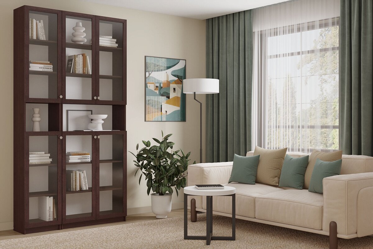 Шкаф книжный стеллаж Билли Billy по мотивам Икея Ikea - 109 Венге Цаво 120x30x237 для книг