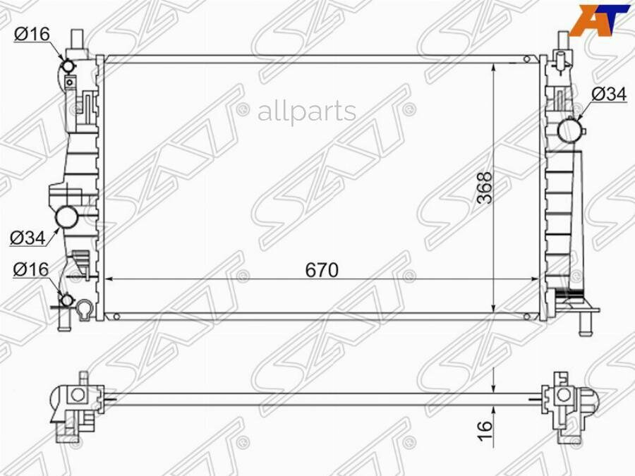 SAT SG-MZ0008-2 Радиатор Mazda 3 08-13 / Axela 09-13