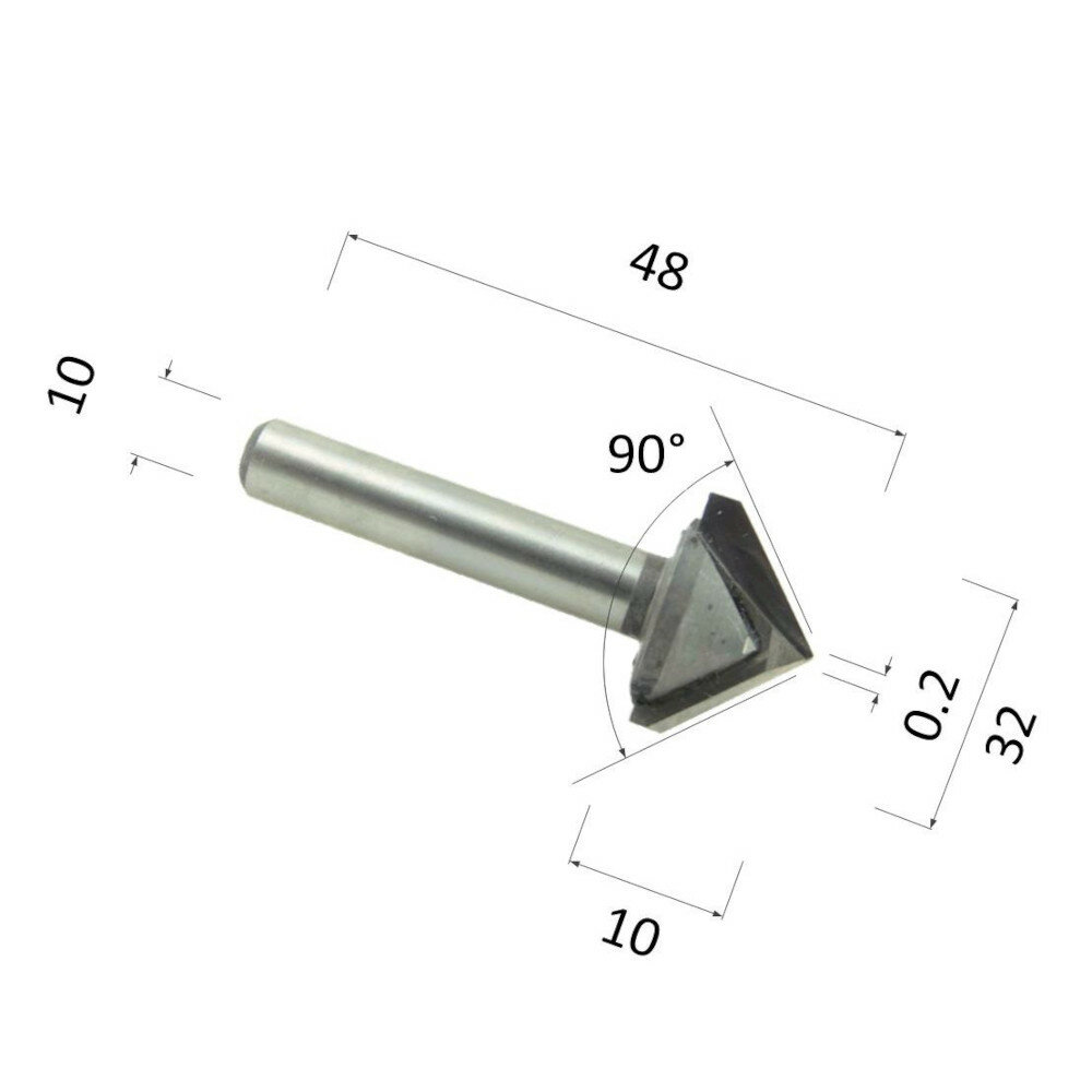 Фреза DJTOL N2V103290 V-образная конусная (по дереву, композиту (АКП), пластику)
