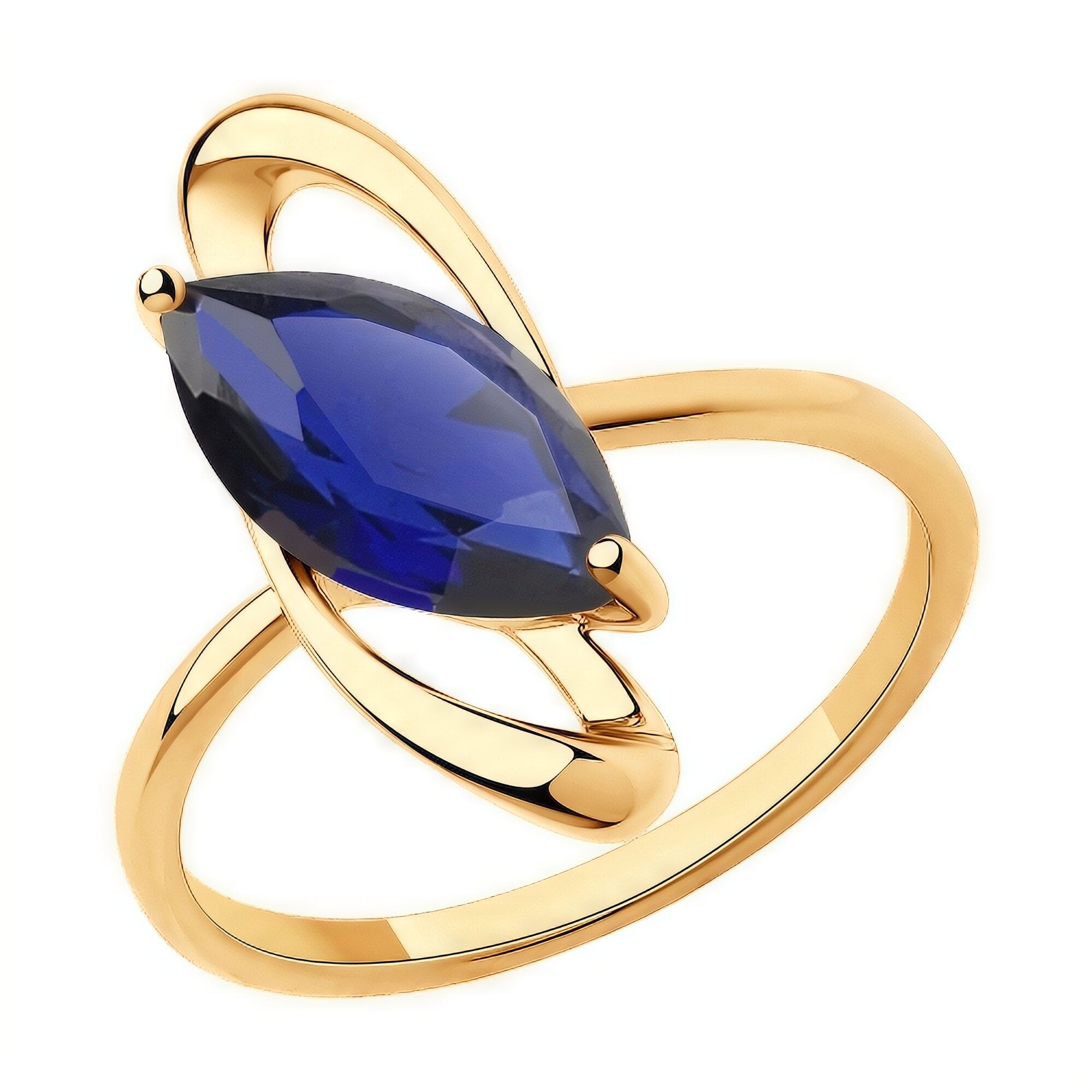 Кольцо, красное золото, 585 проба, корунд