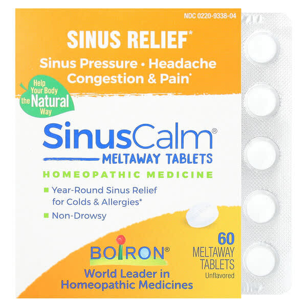 Boiron, Sinus Relief, средство для успокоения пазух носа, без добавок, 60 таблеток