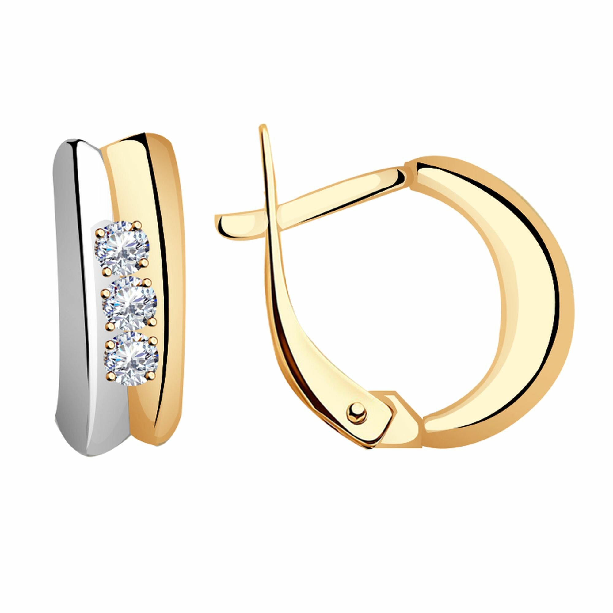 Серьги Diamant online, красное золото, 585 проба, бриллиант