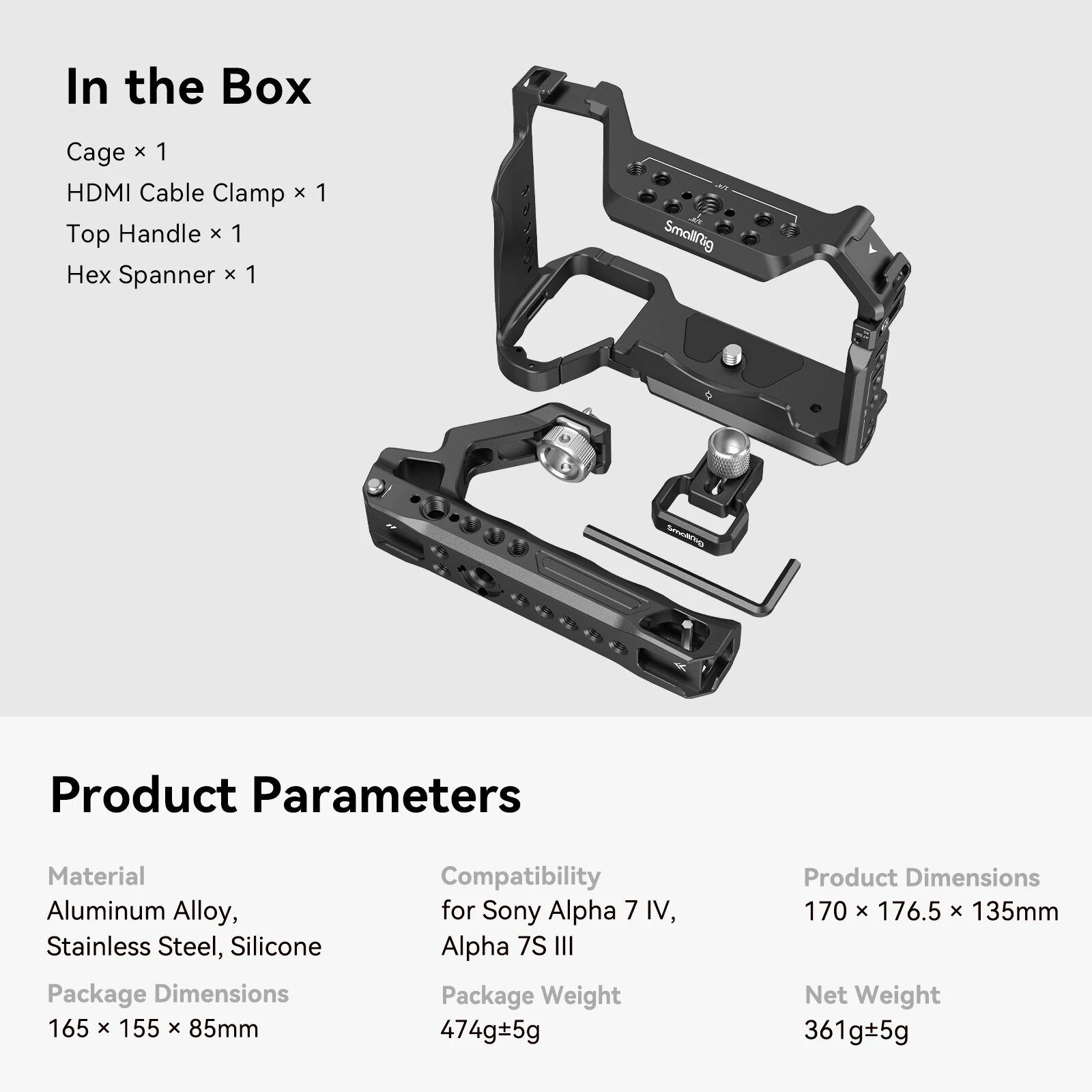 SmallRig клетка для камеры Sony Alpha 7IV Черный, Basic Kit 3668