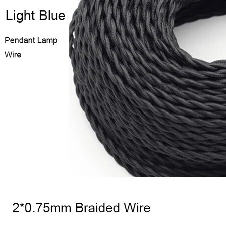 Винтажный тканевый провод 0,75 мм² медный 5/10/20/50 м Black, 5m