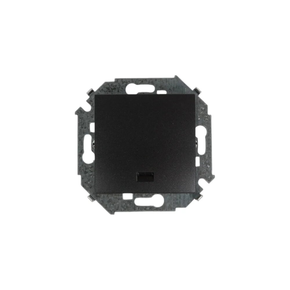 Одноклавишный кнопочный выключатель Simon с подсветкой, 16А 250В, винтовой зажим, графит 1591160-038, 16 А