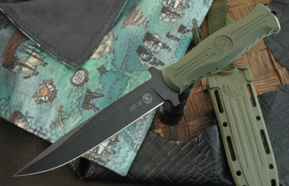 Нож разведчика Кизляр НР-18 зеленый, blackwash