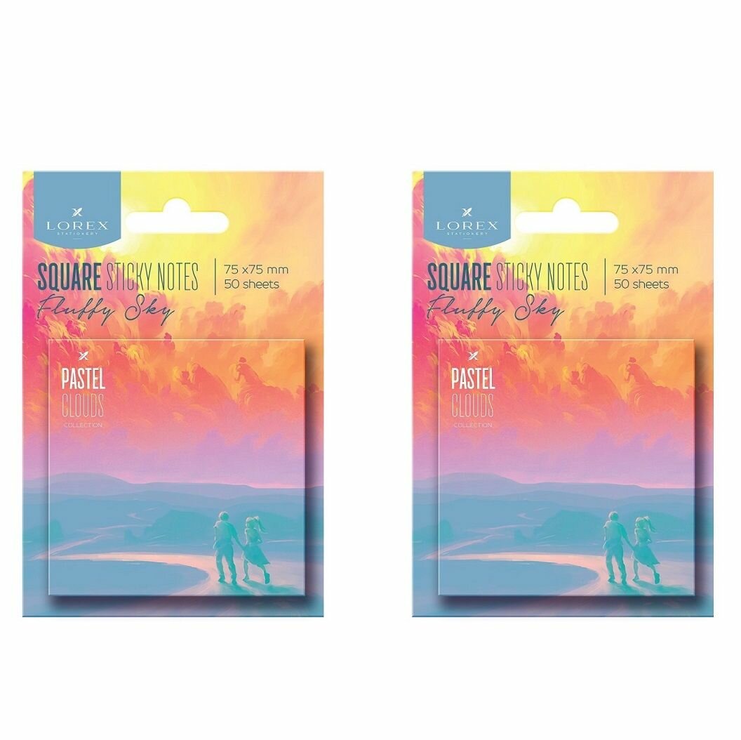 LOREX Блок самоклеящийся Fluffy Sky, 75х75 мм, 50 листов, 2 уп.