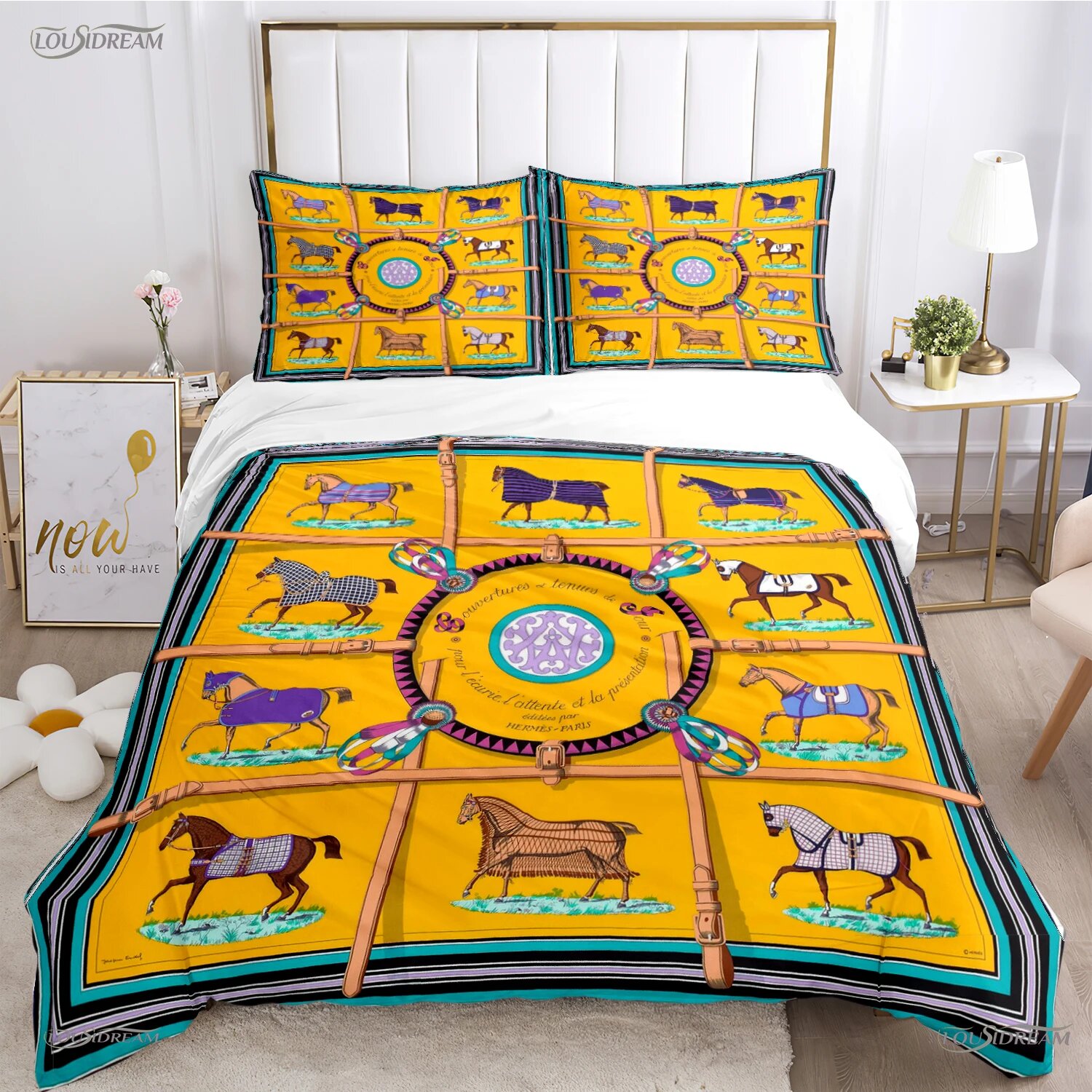 LOUSIDREAM Этнический комплект постельного белья из микрофибры 3 шт US Twin 173x218cm, Style L